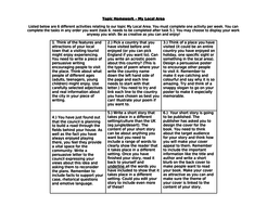 My Local Area Literacy Homework Tasks Grid for KS2 | Teaching Resources
