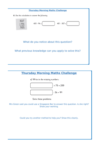 Morning maths challenges to show mastery deeper thinking disprove ...