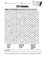 13 Colonies Word Search | Teaching Resources