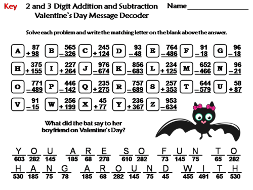 2 and 3 Digit Addition and Subtraction With Regrouping Valentine's Day ...