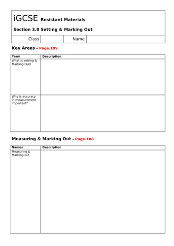 iGCSE Design Technology Worksheets (Resistant Materials) | Teaching ...