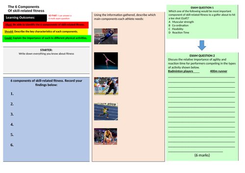 Components of Skill Related Fitness | Teaching Resources