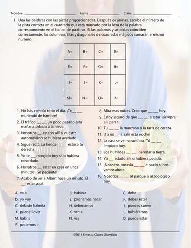 Possibility Modals Magic Square Spanish Worksheet | Teaching Resources