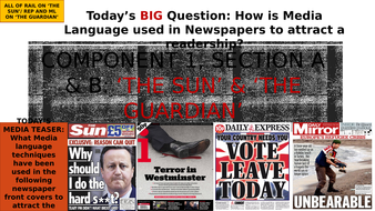 EDUQAS YEAR 11: NEWSPAPERS, LESSON 49-52 = MEDIA LANGUAGE IN 'THE SUN ...