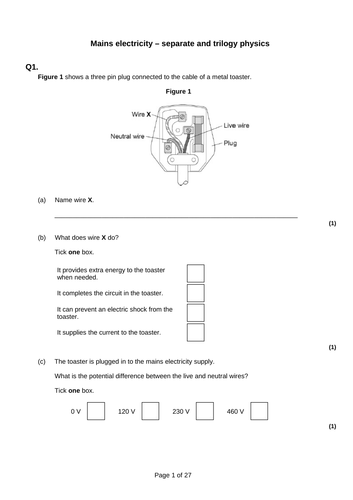 GCSE Physics Revision - Mains electricity | Teaching Resources