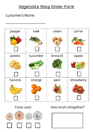 Vegetable Shop Order Form | Teaching Resources