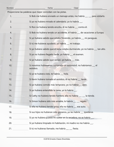 Conditional Sentences Type 3 Matching Spanish Worksheet | Teaching ...