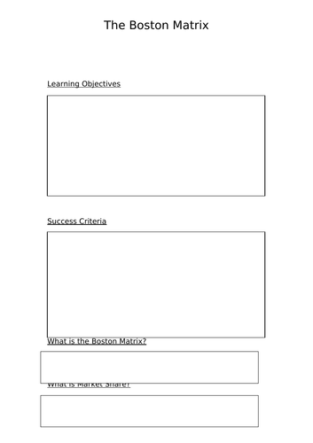 Business Studies Boston Matrix Whole Lesson Resources | Teaching Resources