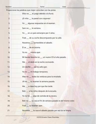 Past Simple Tense with Regular Verbs Matching Spanish Worksheet ...