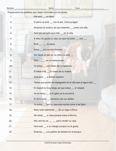 Present Continuous Tense Matching Spanish Worksheet | Teaching Resources