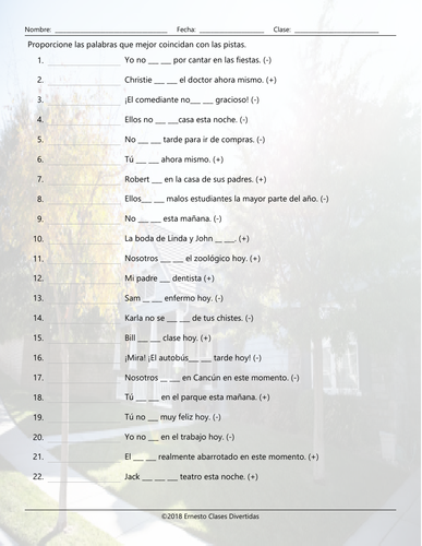 Present Simple with Verbs Ser and Estar Matching Spanish Worksheet ...