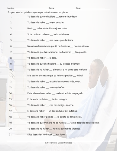 Regret Modals Matching Spanish Worksheet | Teaching Resources