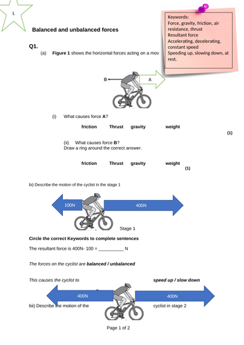 KS3 resultant force | Teaching Resources
