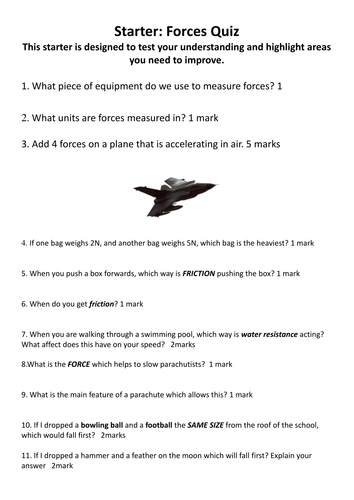 KS3 force diagrams | Teaching Resources