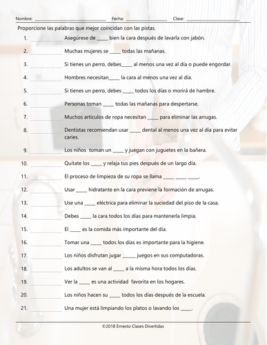 Daily Activities Matching Spanish Worksheet | Teaching Resources