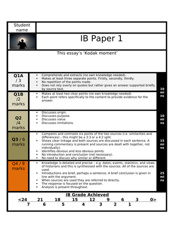IB History AFL Essay Front Sheets (Papers 1, 2, and 3) | Teaching Resources