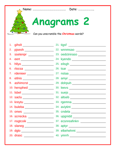 Christmas Anagrams (2 worksheets) | Teaching Resources