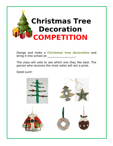 Christmas Tree Decoration Competition! | Teaching Resources