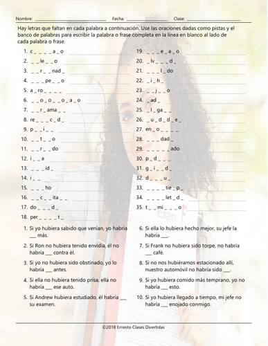 Conditional Sentences Type 3 Missing Letters Spanish Worksheet ...