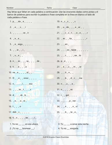 Modals of Obligation, Necessity, and Prohibition Missing Letters ...