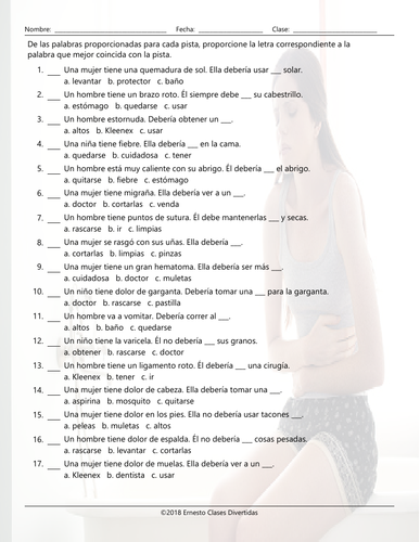 Advice Modals Multiple Choice Spanish Worksheet | Teaching Resources