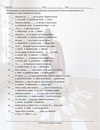 Possibility Modals Multiple Choice Spanish Worksheet | Teaching Resources