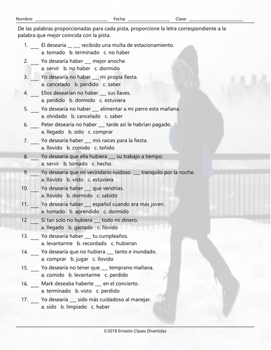 Regret Modals Multiple Choice Spanish Worksheet | Teaching Resources