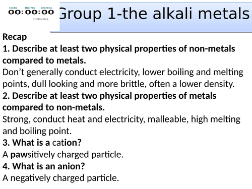 Group 1 The Alkali Metals AQA | Teaching Resources