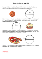 Perimeter of Semi-circles : applied questions - Scaffolded Worksheet (w ...