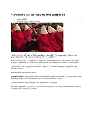 The Handmaid's Tale English Literature SoW | Teaching Resources