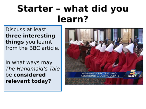 The Handmaid's Tale English Literature SoW | Teaching Resources
