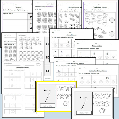 Thanksgiving Math Mixed Bag: Missing Numbers, Puzzles, Worksheets ...