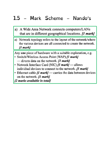 Differentiated Exam Questions Ocr Computer Science 1 5 Network Topologies Protocols And