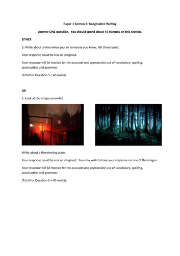Edexcel English Language Paper 1: Imaginative Reading and Writing ...