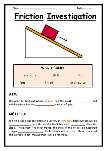 Forces & Friction - Science Investigation | Teaching Resources