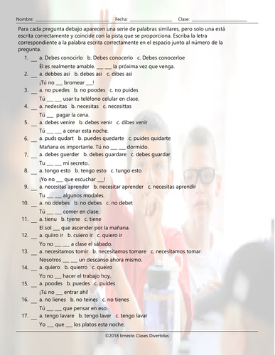 Modals of Obligation, Necessity, and Prohibition Spelling Challenge ...
