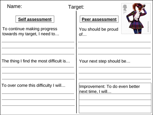 Peer and self assessment postcards | Teaching Resources