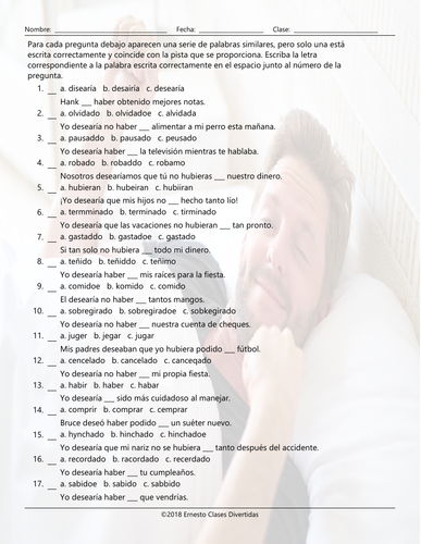 Regret Modals Spelling Challenge Spanish Worksheet | Teaching Resources
