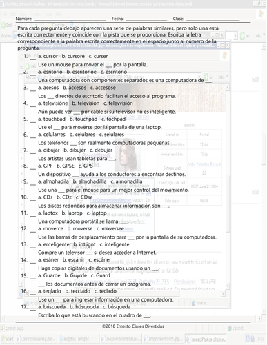Computer Technology Spelling Challenge Spanish Worksheet | Teaching ...