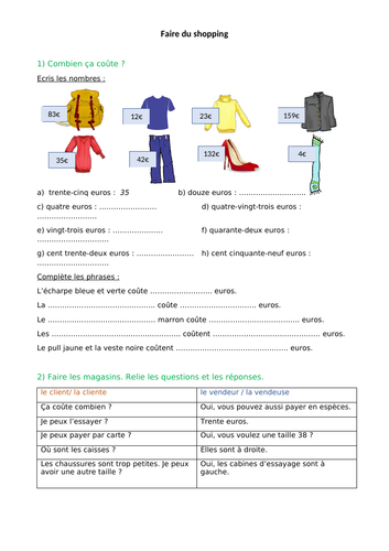 les vêtements - faire les magasins, faire du shopping | Teaching Resources