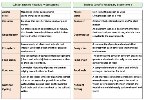AQA 9-1 GCSE Geography - Tropical Rainforests , Key Vocabulary Literacy ...