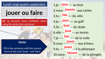 Jouer ou faire | Teaching Resources