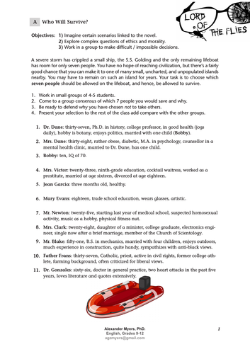 'Lord of the Flies' (William Golding) - Survival Training (Pre-Reading ...