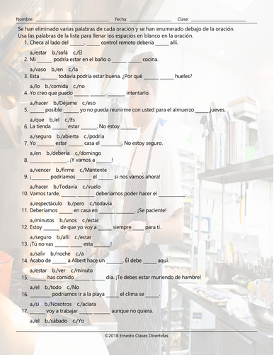 Possibility Modals Missing Words Spanish Worksheet | Teaching Resources