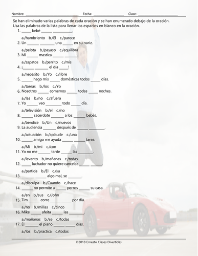 Present Simple Tense Missing Words Spanish Worksheet | Teaching Resources