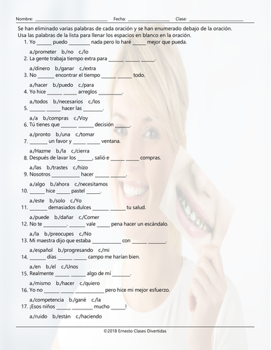 Verb Hacer Missing Words Spanish Worksheet | Teaching Resources