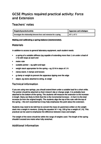 GCSE P5 Forces and extension | Teaching Resources