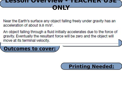 GCSE P5 Terminal velocity | Teaching Resources