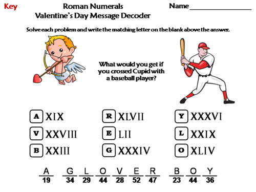 Roman Numerals Valentine's Day Math Activity: Message Decoder | Teaching Resources