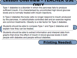 GCSE Diabetes | Teaching Resources
